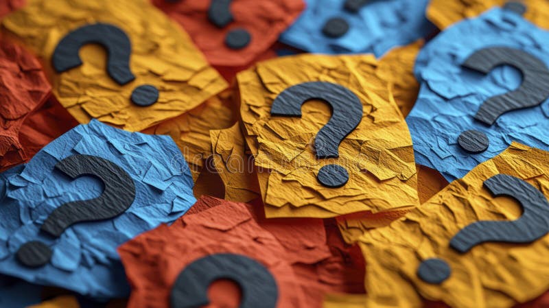 Colored Crumpled Paper with Question Marks is a Background for Quizzes ...