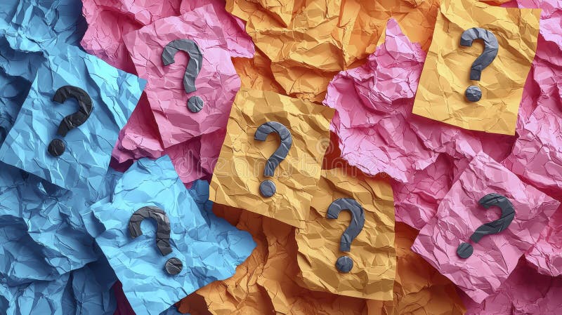 Colored Crumpled Paper with Question Marks is a Background for Quizzes ...