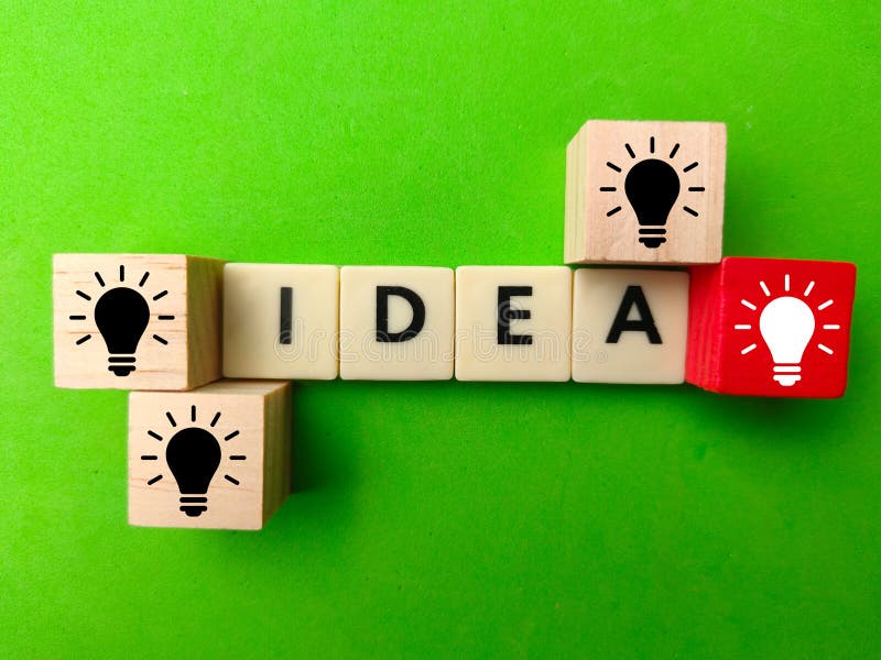 Colored Cubes with Bulbs and Idea Words Stock Photo - Image of ...