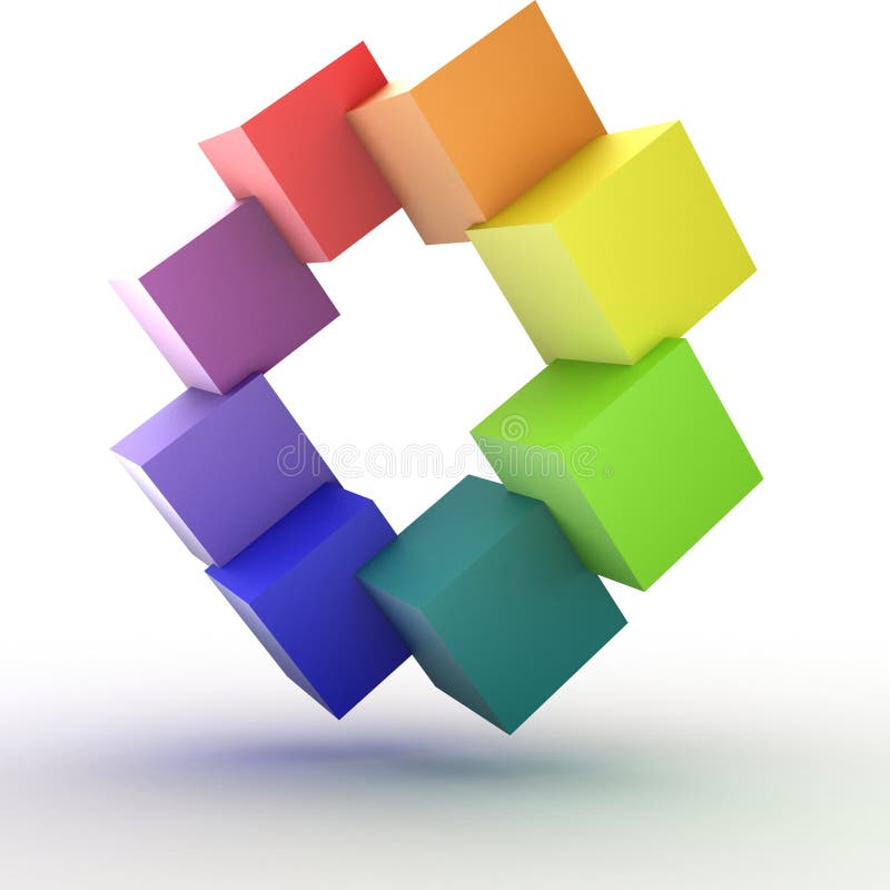Colored cubes 3D stock illustration. Illustration of digital - 49066016