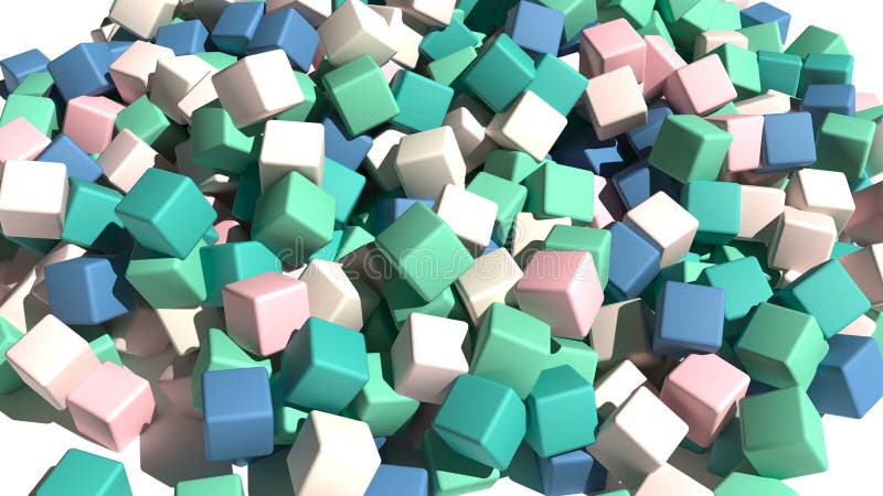 Colored Cubes Fall into Heap Digital Design Concept Art 3d Stock ...
