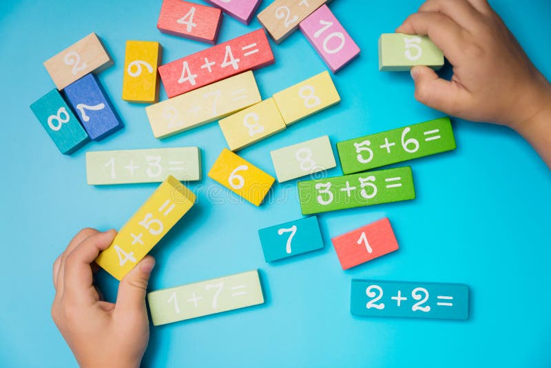 Colored Cubes with Numbers Hands Stock Photo - Image of lego, business ...