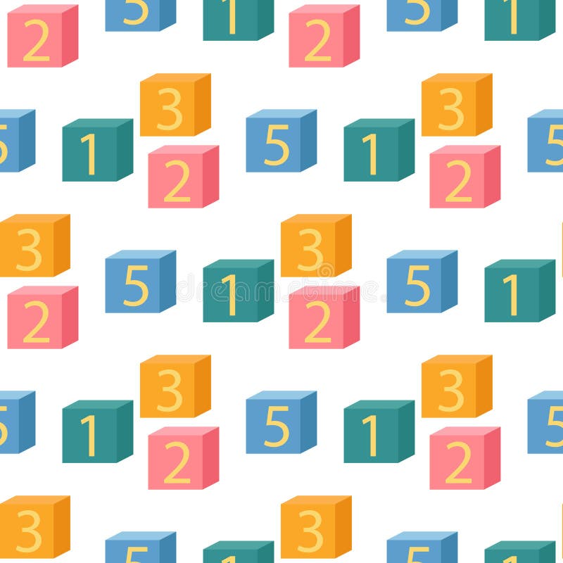 Colored Cubes with Numbers Seamless Pattern Stock Vector - Illustration ...