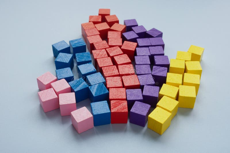 Colored Cubes Shaped Like a Pie Chart with Abstract Data Analysis and ... Colored Cubes Shaped Like a Pie Chart with Abstract Data Analysis and ...