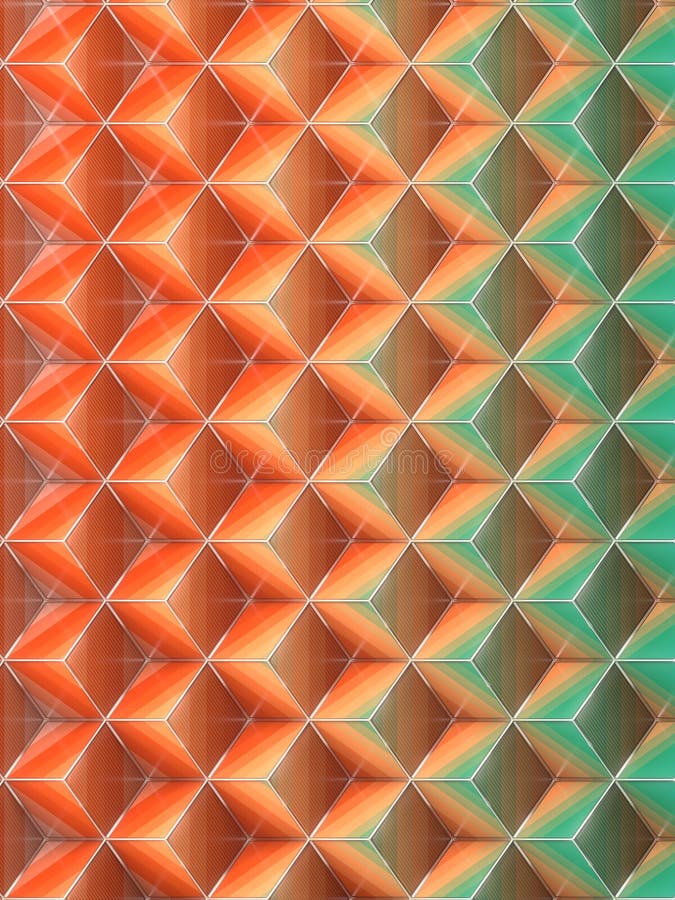 Colored Cubes with Striped Geometric Pattern in a Silver Wireframe 3d ...