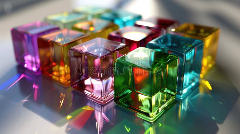Colored Cubes on Table stock illustration. Illustration of workspace ...