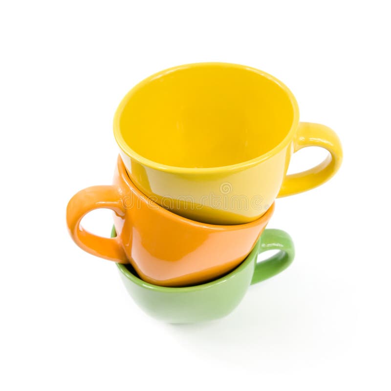 Colored cups. stock photo. Image of colorful, ceramic - 13998986