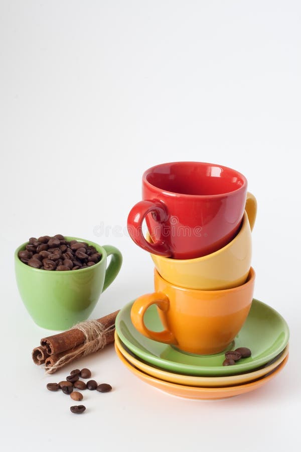 Colored cups stock image. Image of cups, grain, plates - 18449381