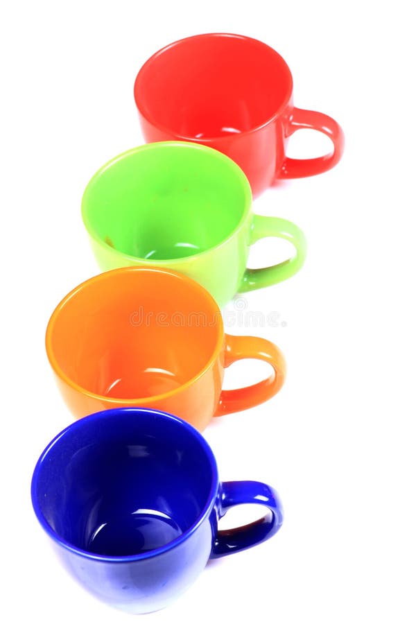 Colored Tea Cups with Tea and Lemon Stock Photo - Image of designer ...