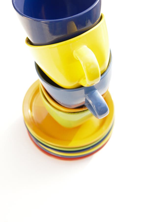 Colored cups and plates stock image. Image of cups, cafe - 101121859