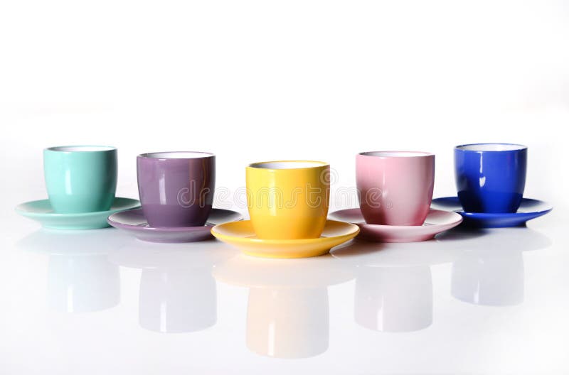 Colored cups and saucers stock photo. Image of color - 82128112
