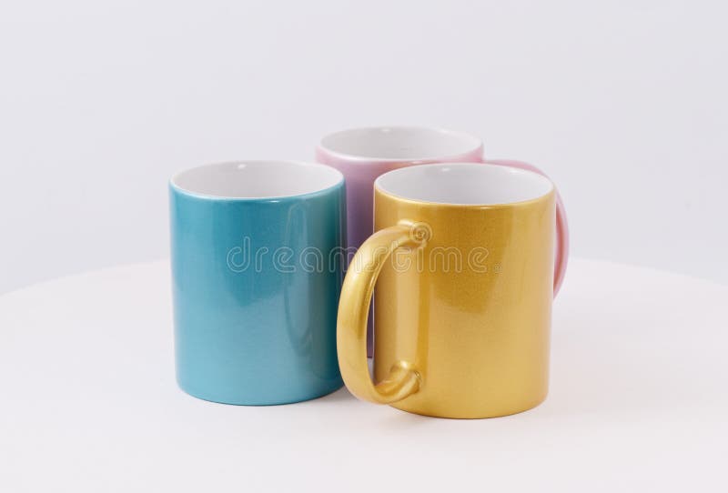 Colored Cups for Sublimation Printing Isolated on White Background ...