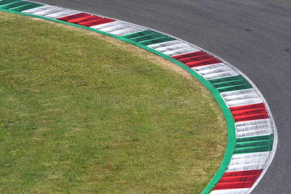 Colored Curb on a Racing Track Stock Image - Image of action, grass ...