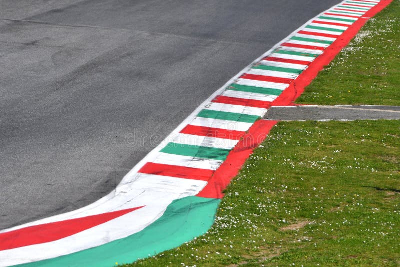 Colored curbs on track stock image. Image of protection - 333652169