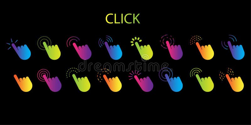 Colored Cursors Fingers Set. Computer Design. Vector Illustration Stock ...