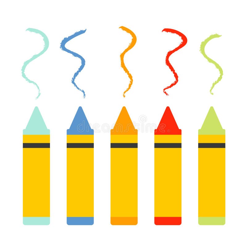 Colored Cute Crayons Cartoon Icon Illustration in Flat Style. School ...