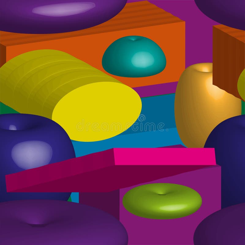 Colored 3D Abstract Blocks Pattern Seamless Stock Illustration ...