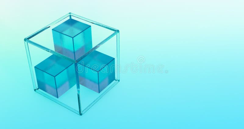 Colored 3d Cubes, Glass Box for Display Stock Illustration ...