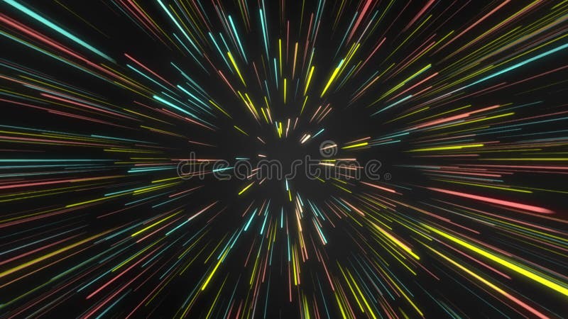 Colored 3d Lines Rays Glowing Lights Flying Extremely Fast Hyper Jump ...