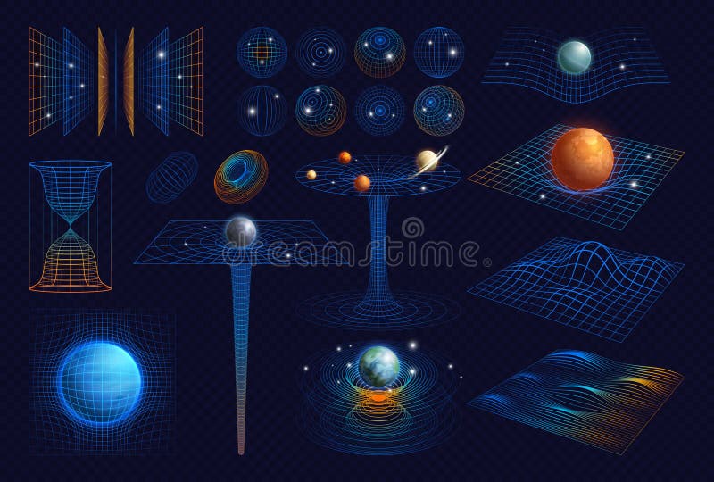 Colored 3d Shapes Icon Set stock vector. Illustration of wireframe ...