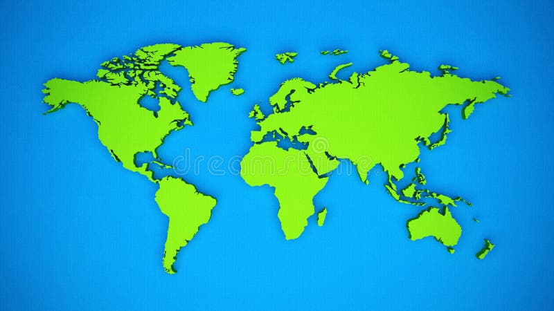 Colored 3D world map theme stock illustration. Illustration of blue ...