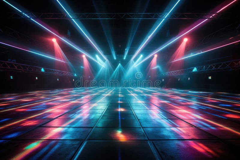 Colored Dance Floor in a Night Disco Club Stock Image - Image of lamp ...