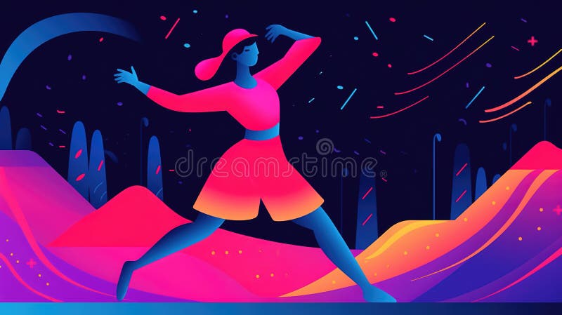 A Colored Dancing Girl in an Abstract Style, Lightning Colors, Ai ...