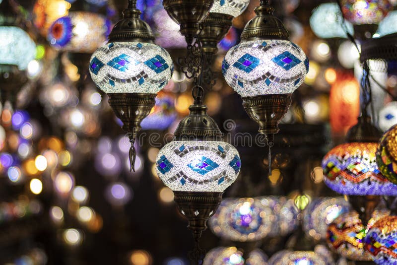 Colored Decorative Lanterns with Different Pattern. Stock Photo - Image ...