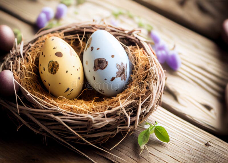 Colored Deep Red Easter Eggs in Nest . AI Generated Stock Illustration ...