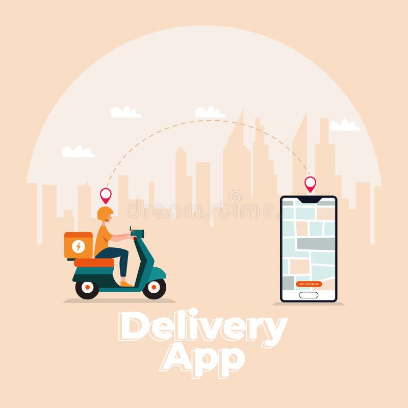 Colored Delivery App Concept Template Vector Stock Vector ...