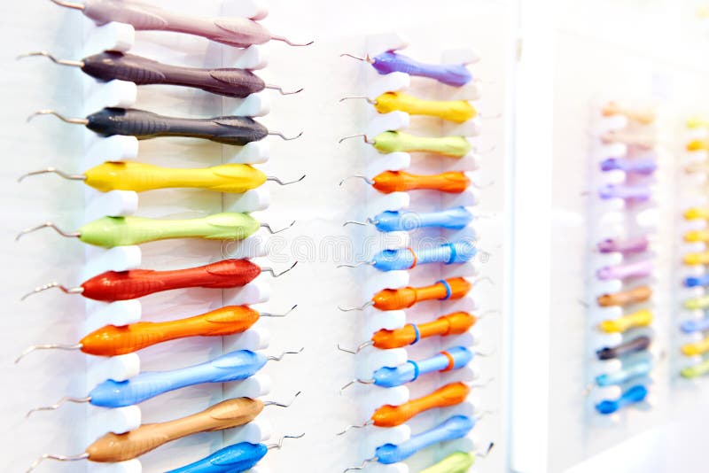 Colored dental instruments stock image. Image of accessory - 256062205