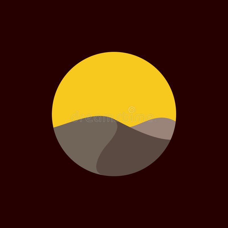 Colored Desert Hill with Sunset Circle Logo Design Vector Graphic ...