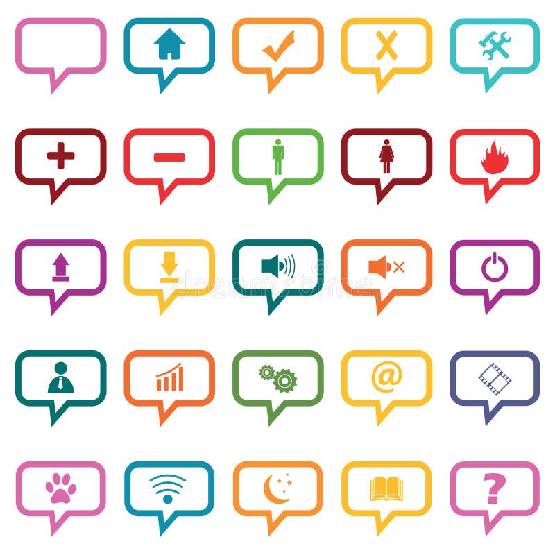 Colored dialog icon set stock vector. Illustration of settings - 56283614