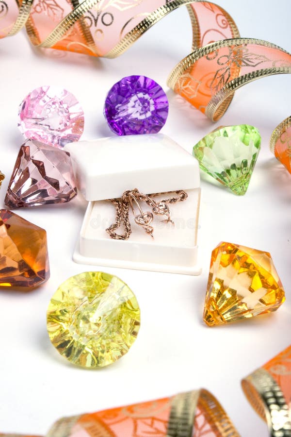 Colored Diamonds and Golden Stock Photo - Image of romantic, side: 12565734