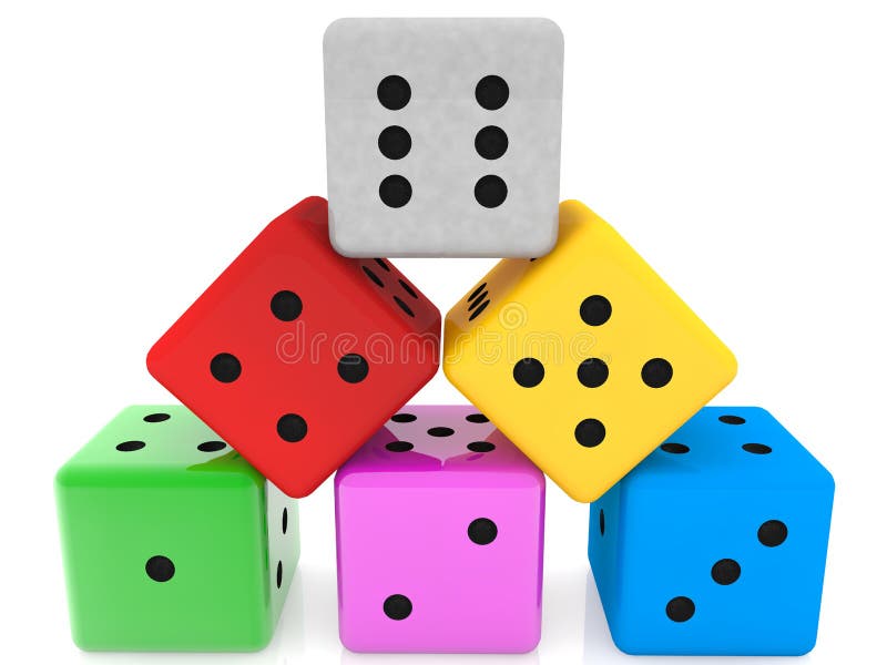 The Dice are Stacked in the Form of a Pyramid Stock Illustration ...