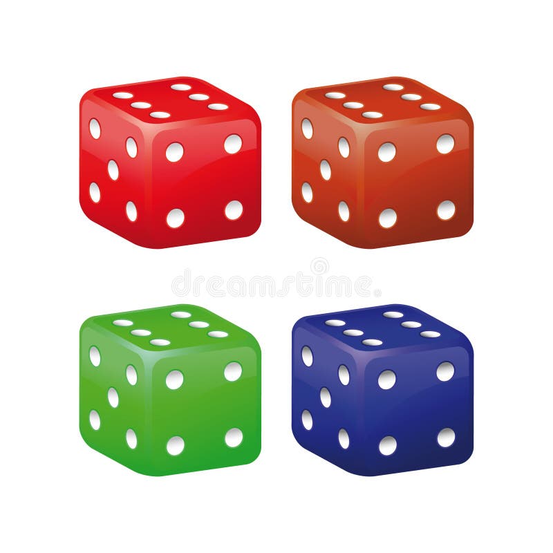 Colored Dice on a White Background. Stock Vector - Illustration of ...