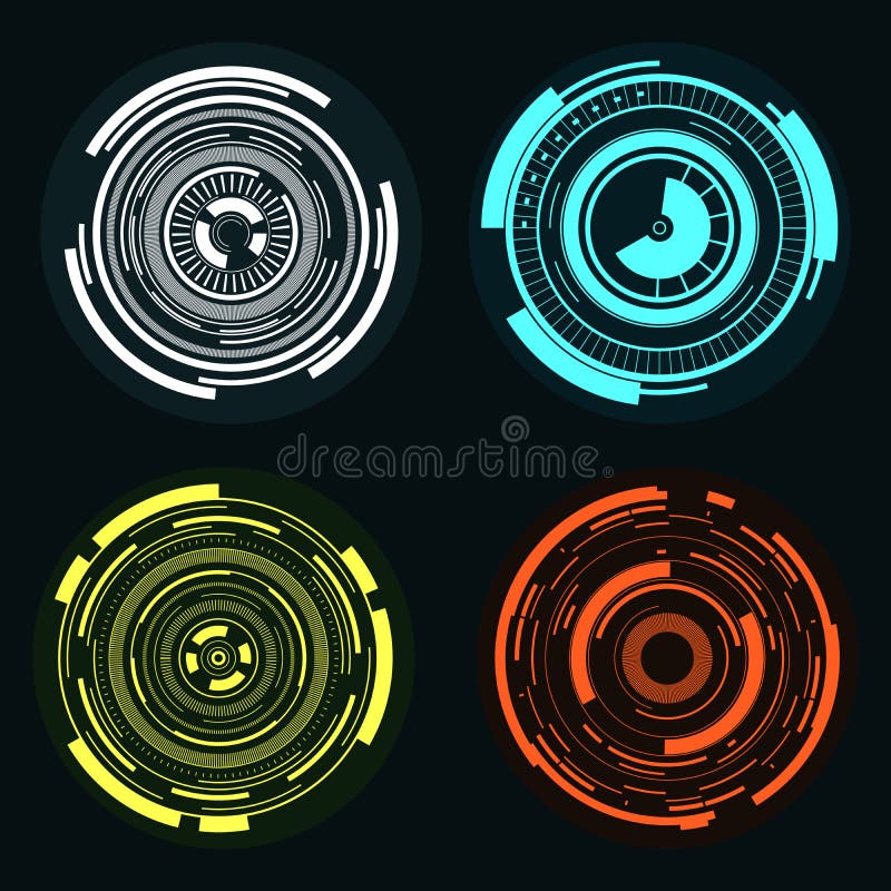 Colored digital circle set stock vector. Illustration of electronic ...