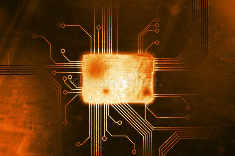 Colored Digital Computer Chip Core Stock Illustration - Illustration of ...