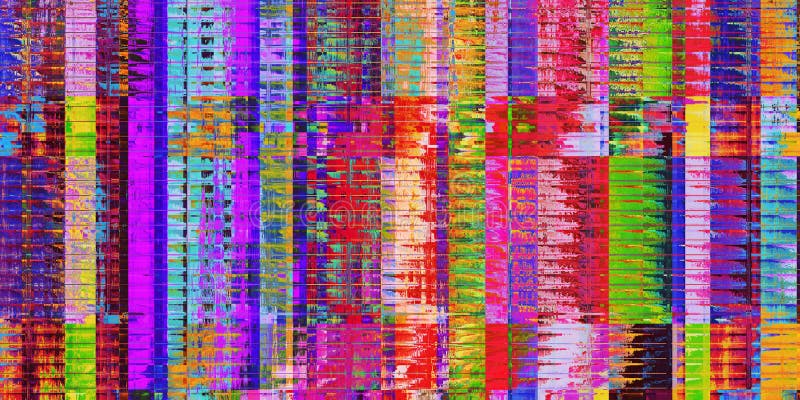 Colored Dirty Crimp Fence Glitch Art Backdrop. Distorted Geometric ...