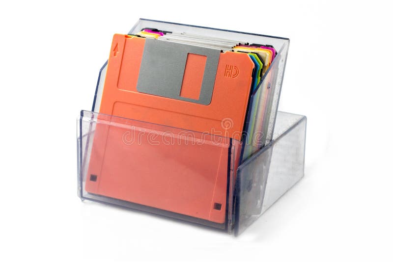 Colored Diskettes in a Transparent Box. Stock Image - Image of color ...