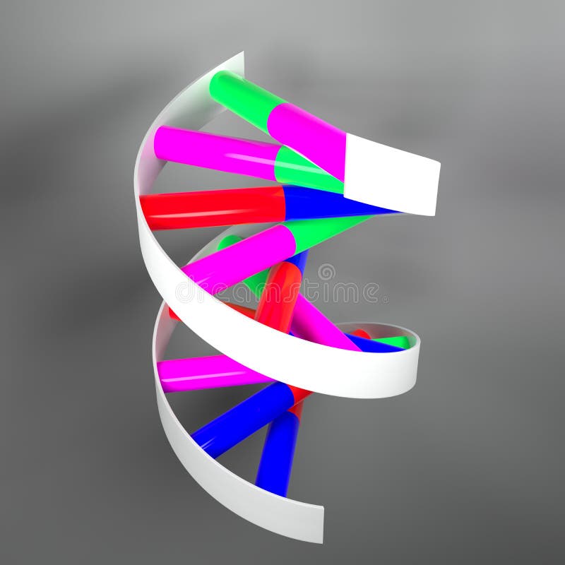 Colored DNA Rendering stock illustration. Illustration of monochrome ...