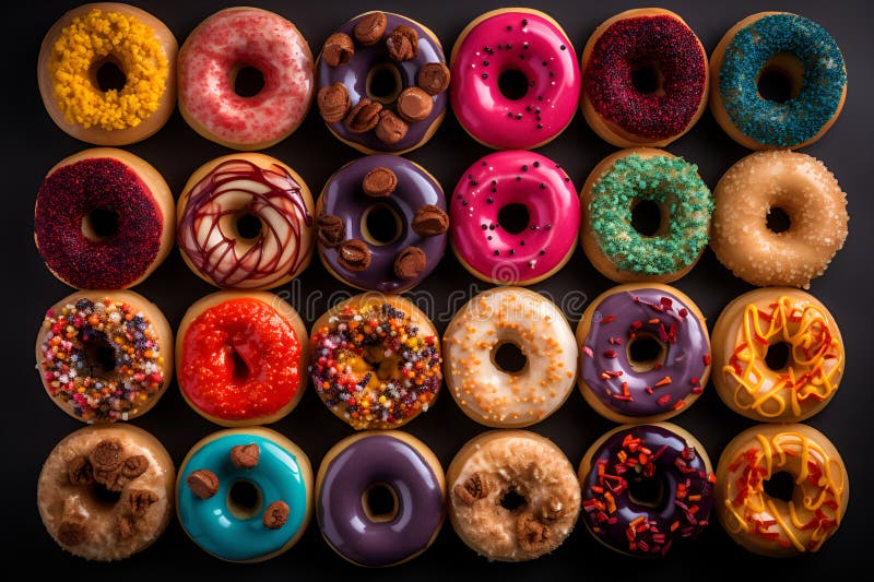 Colored Donuts with Glaze, Sweets Day Stock Illustration - Illustration ...