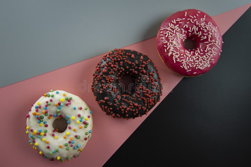 Colored Donuts on a Colored Surface Stock Image - Image of cafe ...