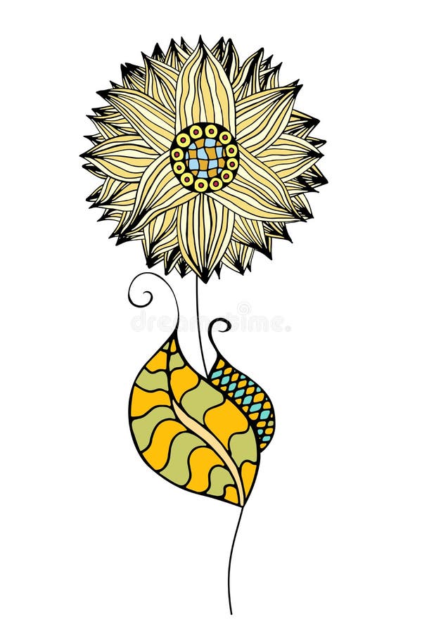 Colored doodle flowers. stock vector. Illustration of blossom - 69467977