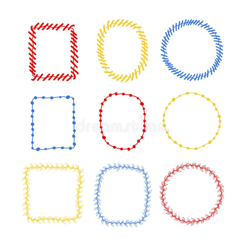 Colored Doodle Frames. Vector Frame Design for Web and Print, Planners ...