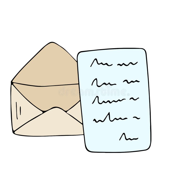 Colored Doodle Vector Letter Envelope. Hand Drawn Logo or Icon with ...