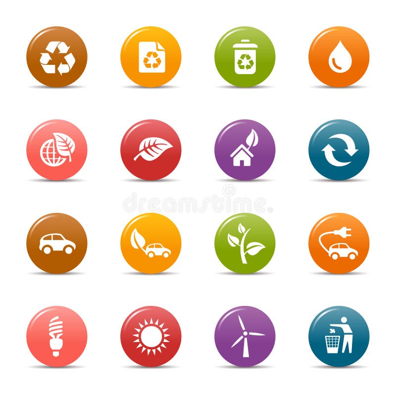 Colored Dots - Ecological Icons Stock Vector - Illustration of ...