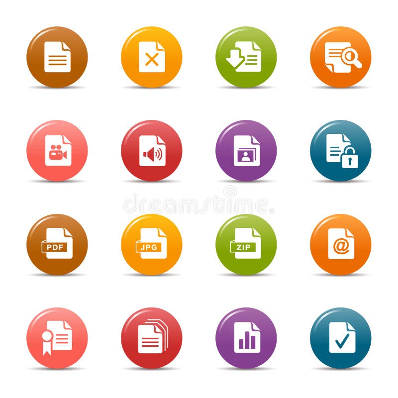 Colored Dots - File Format Icons Stock Vector - Illustration of folder ...