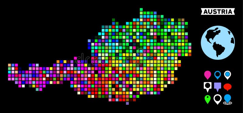Colored Dotted Austria Map stock vector. Illustration of luminous - 122547302
