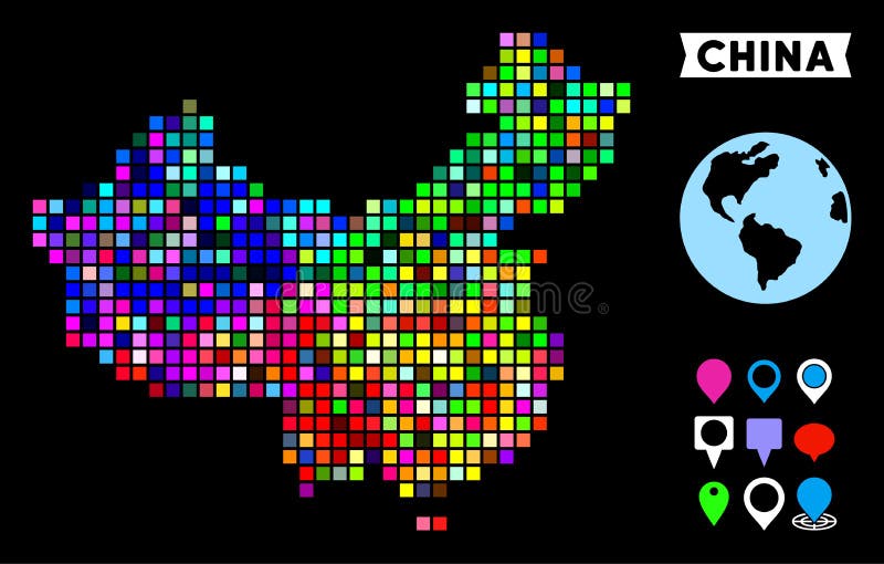Colored Dotted China Map stock vector. Illustration of location - 122548321